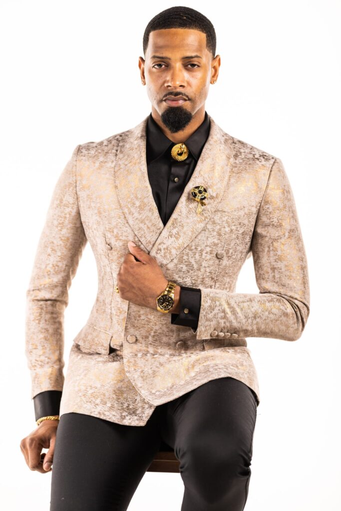DELUXE GOLD AND CLAY JACQUARD JACKET - Stanlion Best Fabric Clothing ...
